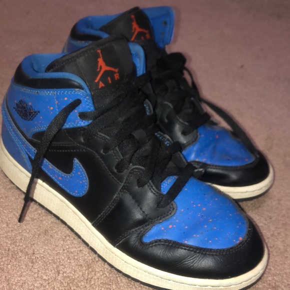 Jordan | Shoes | Jordan Retro Mids Blue With Paint Splatter | Poshmark